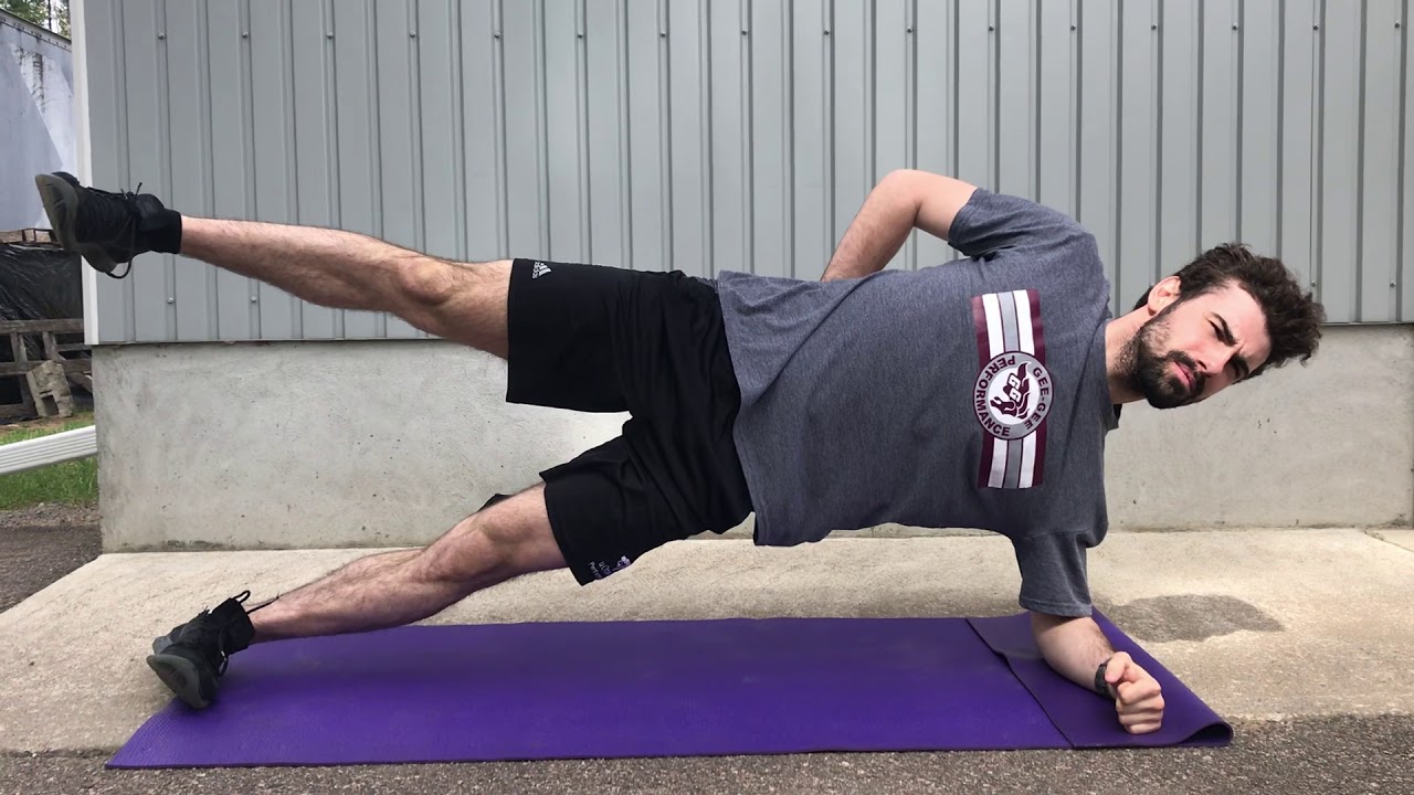 Side Plank Hold w Lateral Leg Raise Hold - YouTube