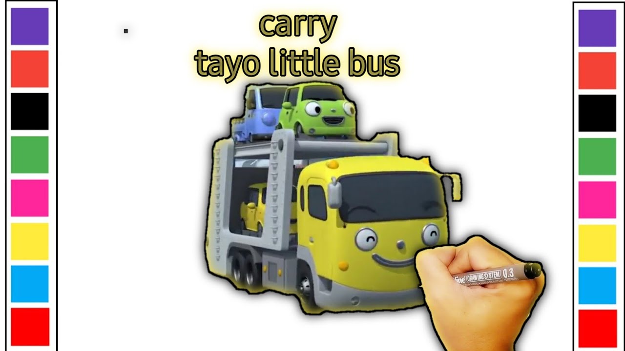 tayo little bus menggambar dan mewarnai teman tayo carry - YouTube