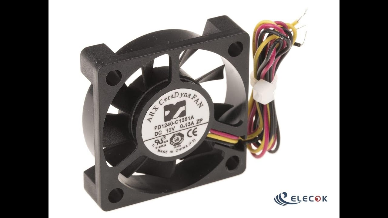 FD1240-C1251A2AL 12 V dc DC Fan 40 x 40 x 10mm 8.9m³/h 1.2W - YouTube