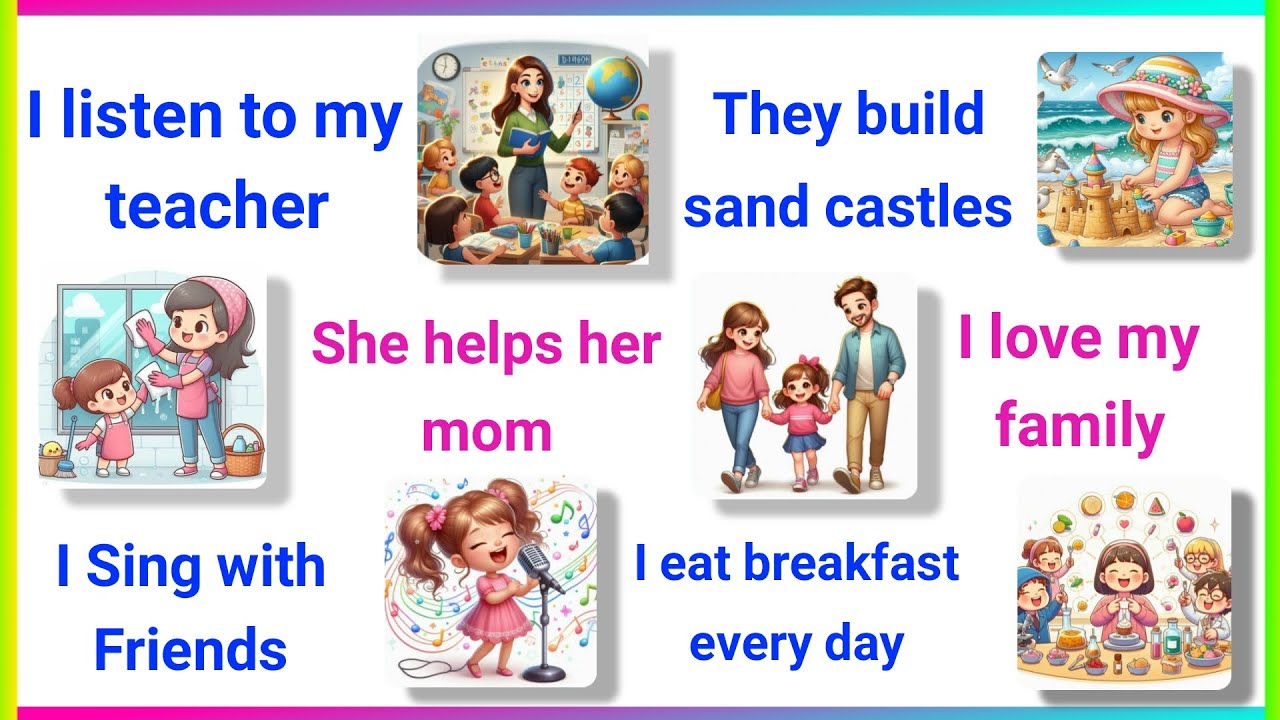 Simple English Sentences | Daily Routine Sentences with Vocabulary ...