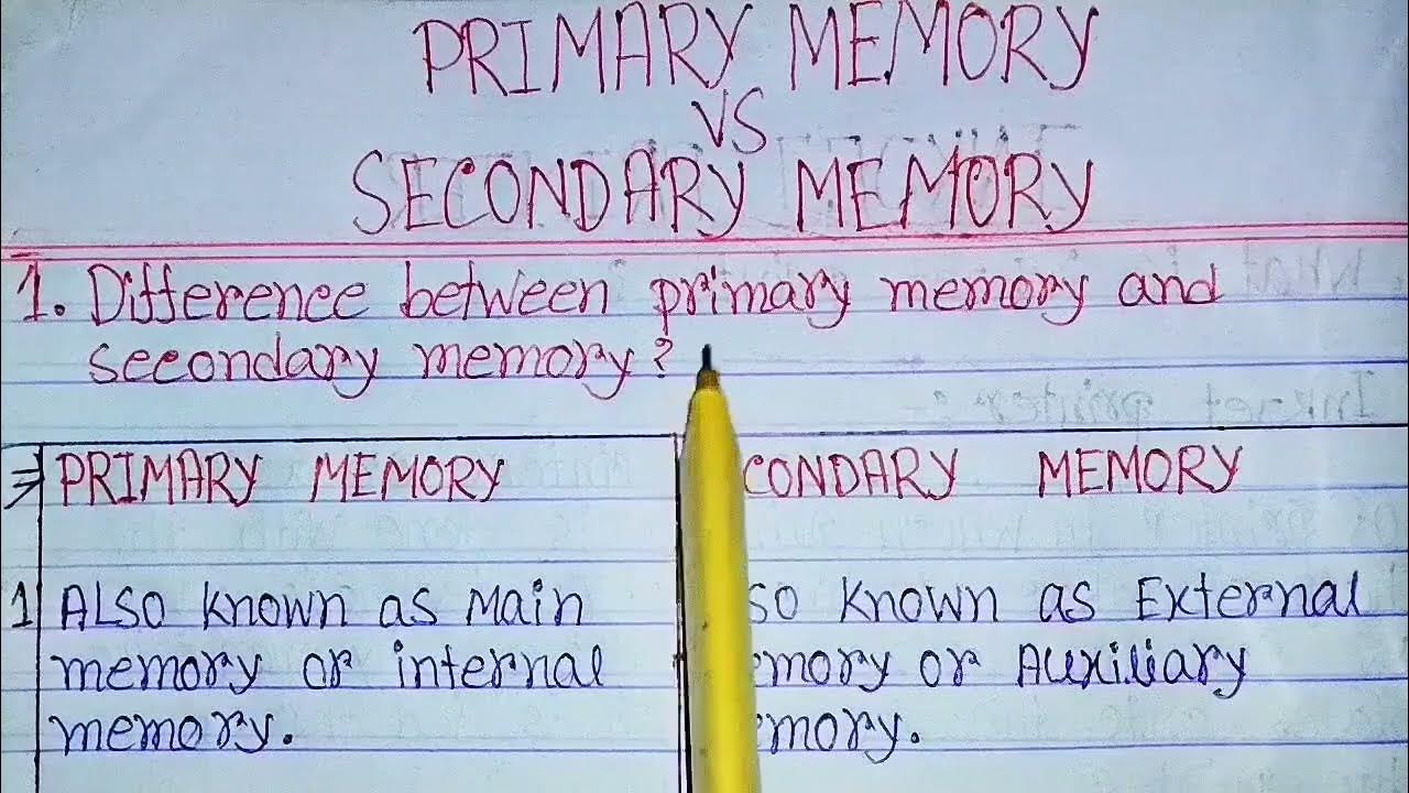 Primary memory vs secondary memory|difference between primary memory and secondary memory in ...