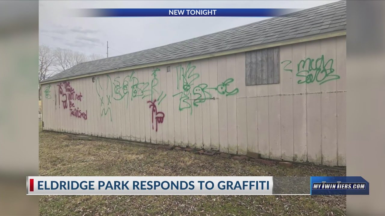 Eldridge Park responds to graffiti on storage shed - YouTube