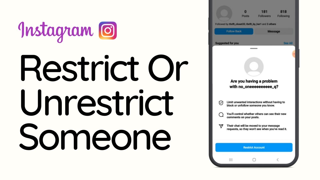 How To Restrict Or Unrestrict Someone On Instagram - YouTube