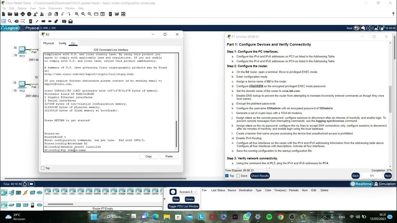 14 3 5 Packet Tracer Basic Router Configuration Review - YouTube