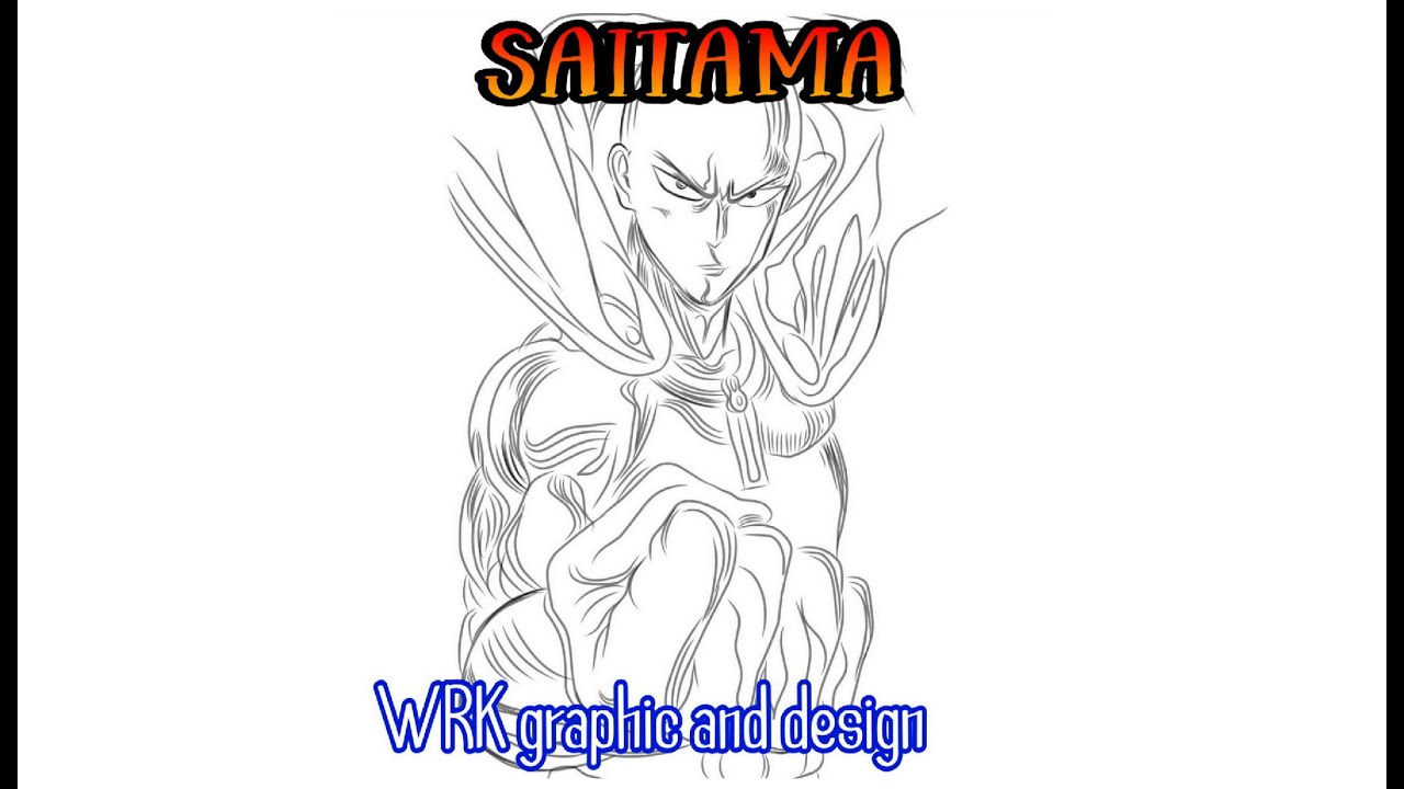LINE ART SAITAMA , SPEED DRAW , CARTOON SIMPLE ILLUSTRATION - YouTube