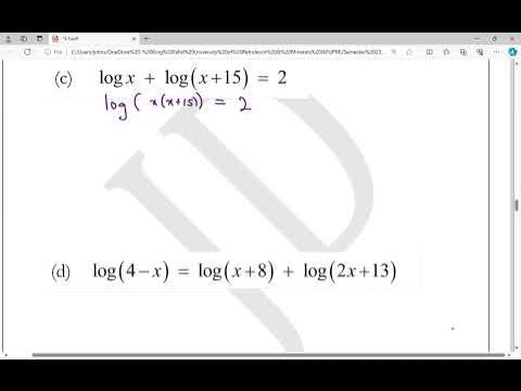 4 .5 Part 2(Solving Logarithmic Equations) - YouTube