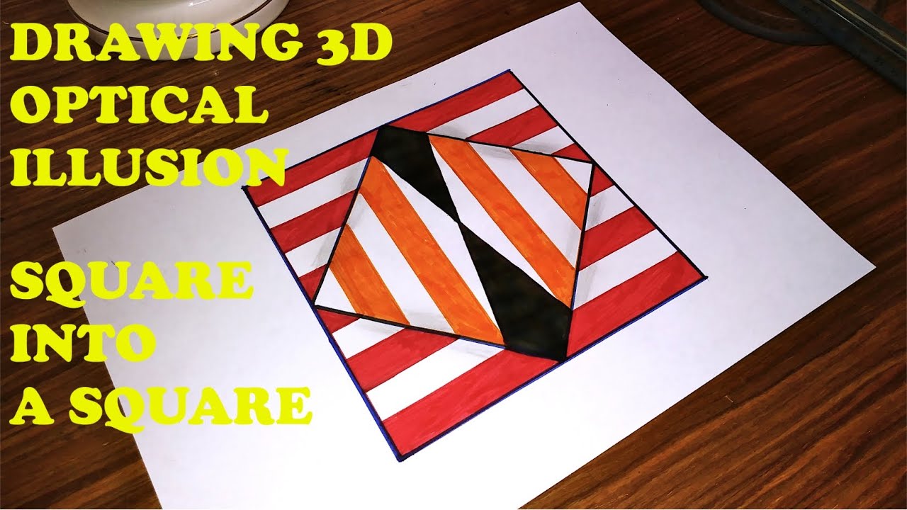 DRAWING 3D OPTICAL ILLUSION SQUARE INTO A SQUARE (EASY AR FOR KIDS ...
