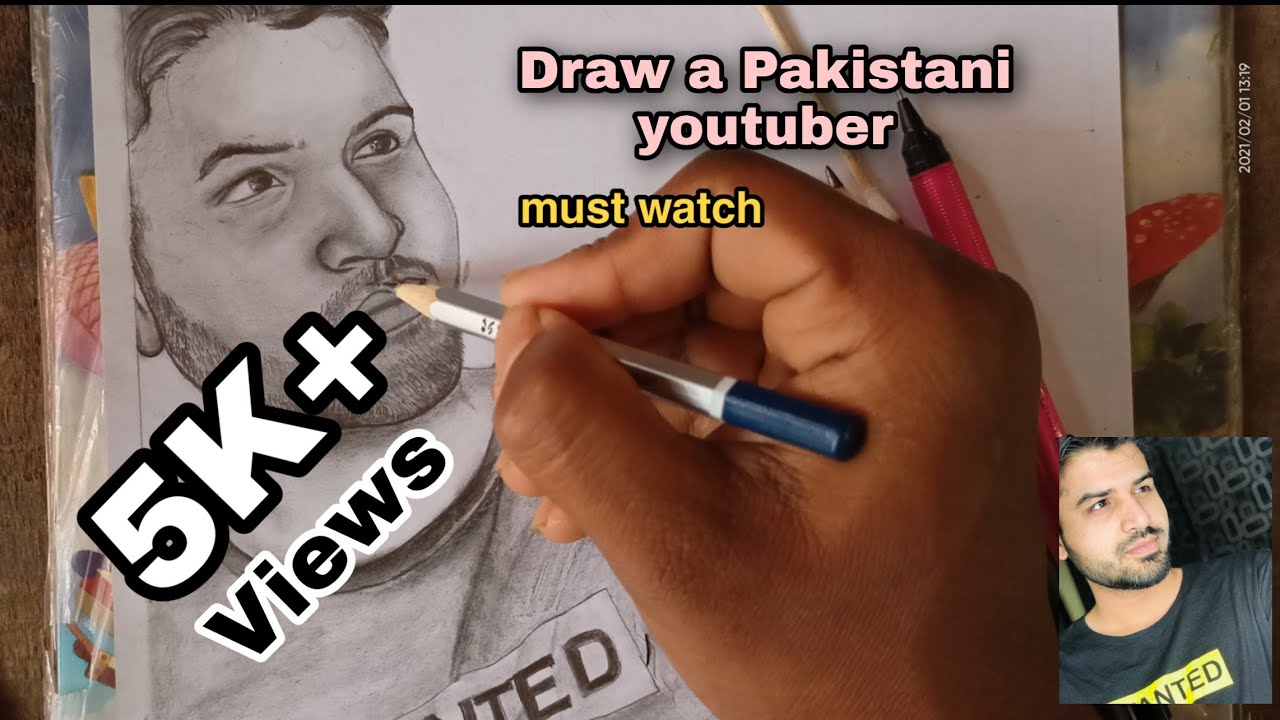 Drawing Pakistani youtuber | Reaction vlogger drawing | Ajay Haldar Art ...