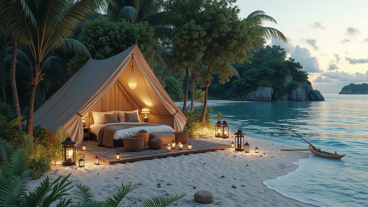 ASMR Sound Waves Gentle Ocean Surf Relax Beach Camping Ambiance ...
