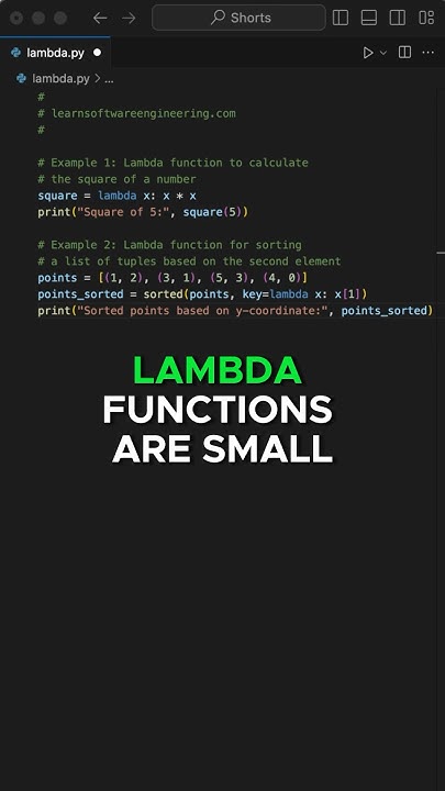 Lambda Functions in Python. #PythonProgramming #LambdaFunctions #PythonTips #LearnToCode - YouTube