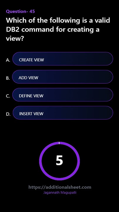 Which of the following is a valid DB2 command for creating a view - YouTube
