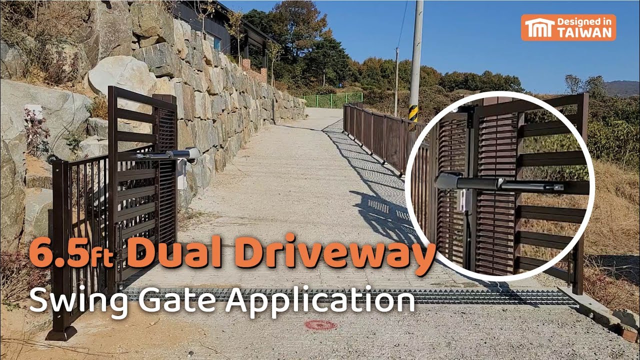 🟧| TMTAUTOMATIONS.COM | 6.5' Dual Driveway Swing Gate Application - YouTube