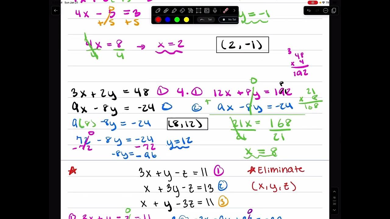 Systems of Linear Equations (Three variables) Part 1 - YouTube