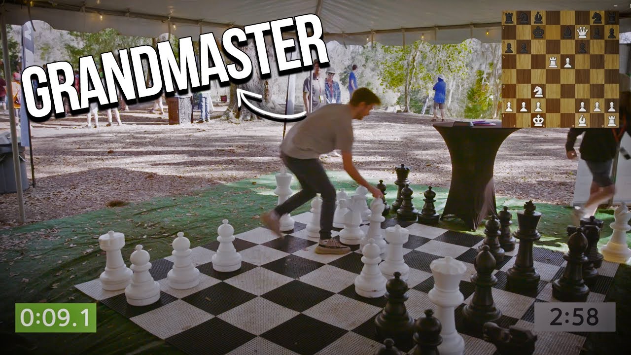 GM plays on the WORLD'S LARGEST Chess set! - YouTube