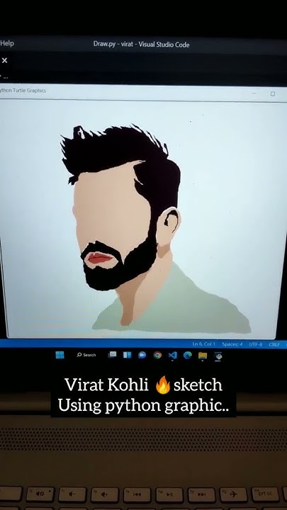 Draw sketch of virat kohli | Python | @coding_artist_001 #viral #shorts #art #sketch # ...