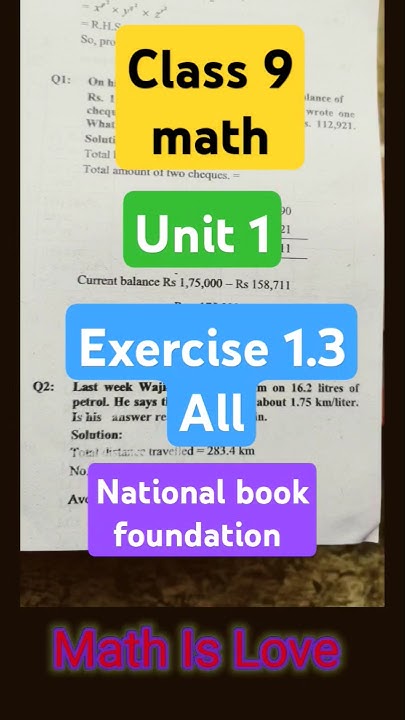Class-9 Math Unit-1 exercise 1.3 all question NBF, national book foundation #shorts #class9 # ...