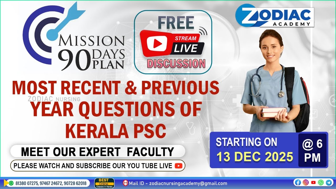 DME Nursing Officer | Most Recent and Previous Year Questions of Kerala PSC | Zodiac Academy # ...