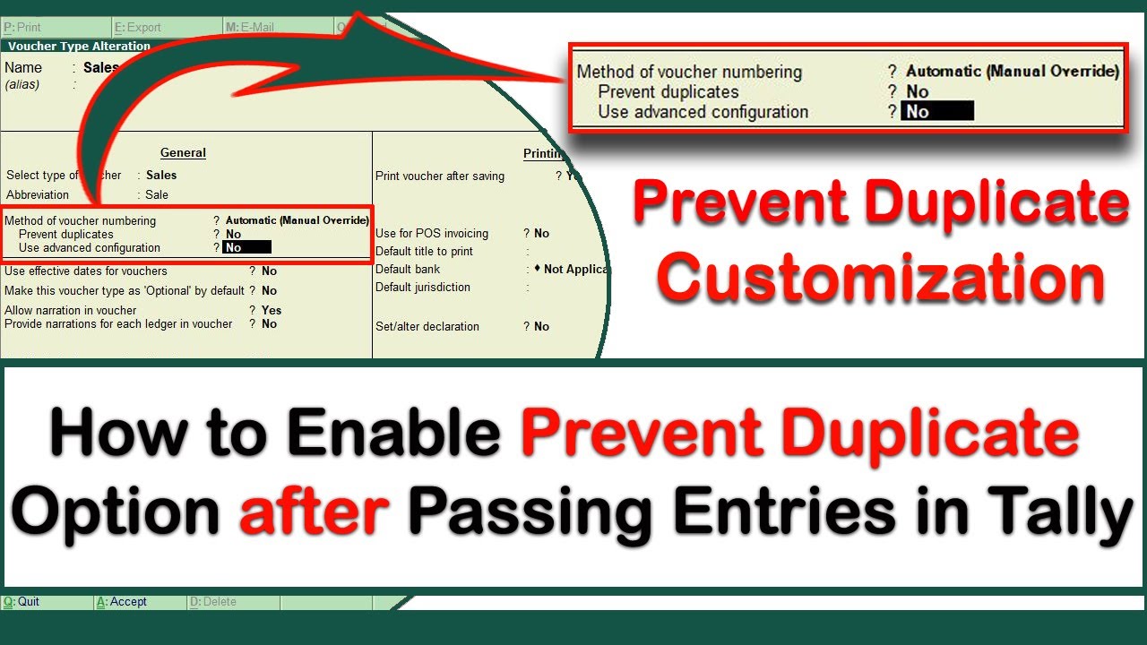 How To Enable Prevent Duplicate Option After Passing Entries In Tally how-to-enable-prevent-duplicate-option-after-passing-entries-in-tally