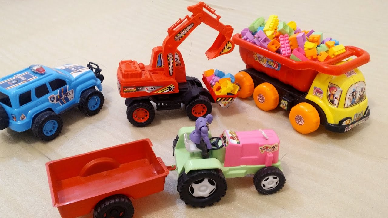 Dumper Truck Tractor Trolley Jeep JCB Excavator Toy Cartoon Video ...