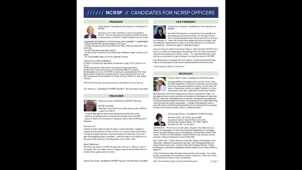 NCRSP Meet the Candidates, Quality of Life Chair LaVeta Weatherington ...