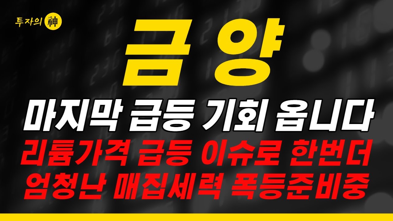 금양주가 다음주 마지막 급등기회 옵니다 리튬가격 급등이슈로 한번 더 주가 폭등 시작합니다 리튬과 원통형 배터리로 주가