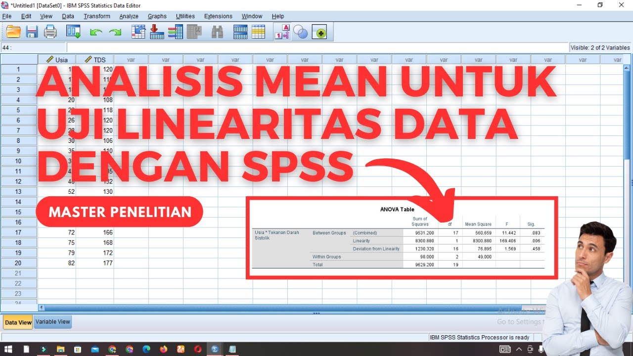Analisis Mean Untuk Uji Linearitas Menggunakan SPSS - YouTube
