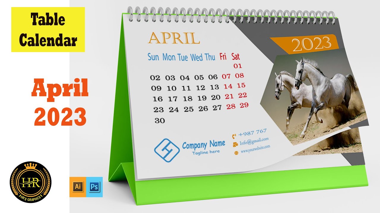 Table calendar 2023, April 2023, how to design a table calendar, 2023 ...