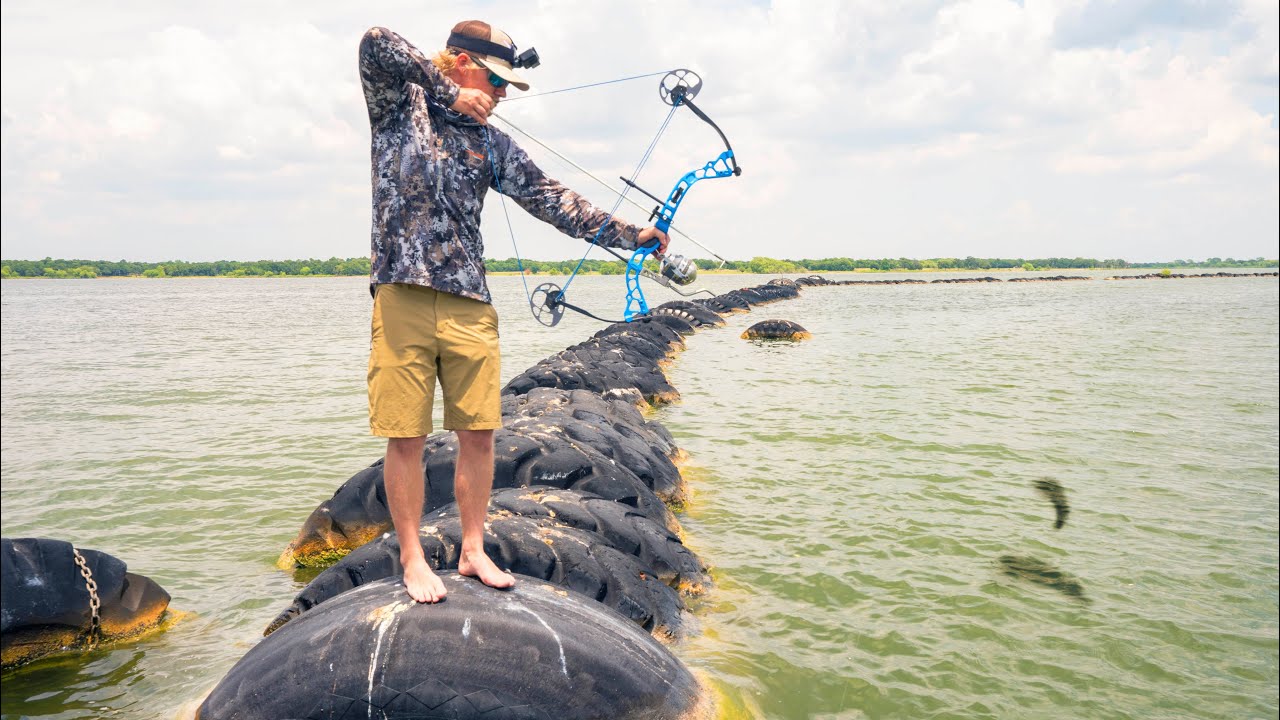 Bowfishing the TIRE ISLAND!! - YouTube