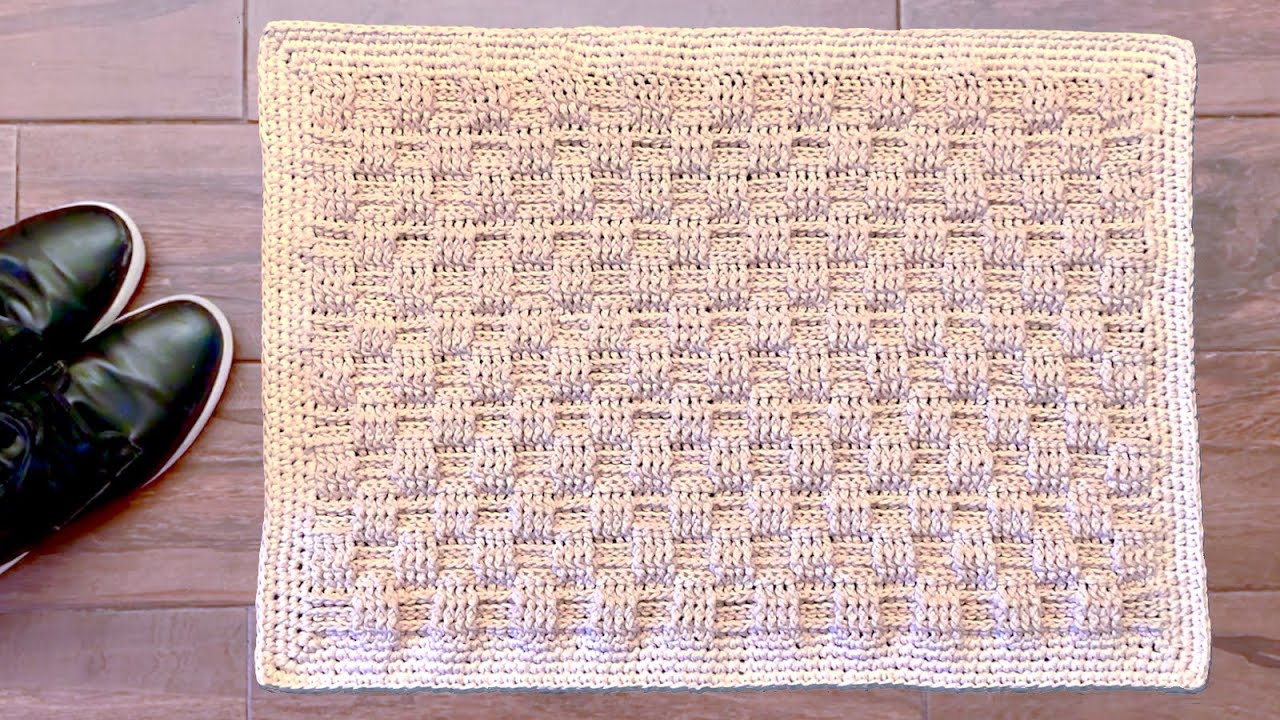 Floor Mat with Basket Weave Pattern - Written Crochet Pattern - YouTube