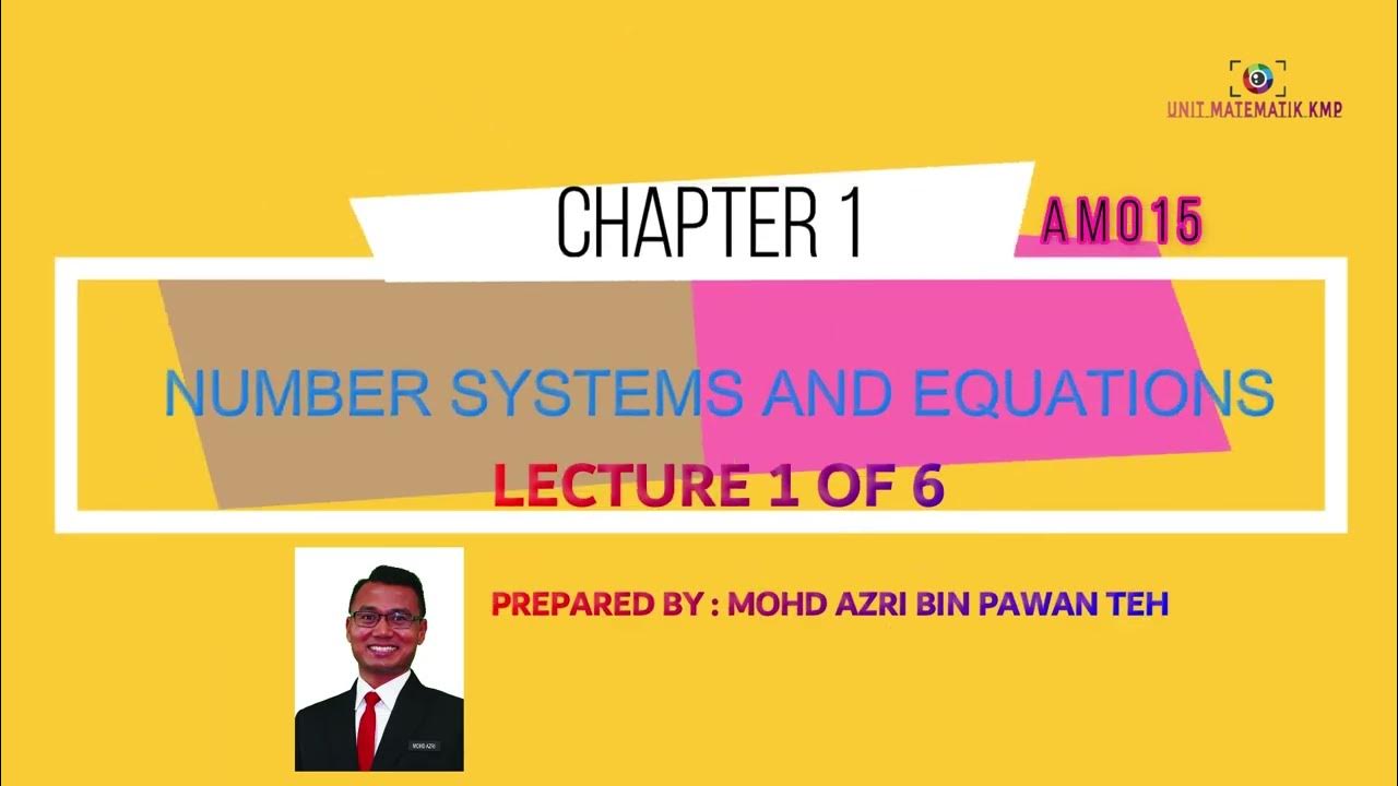 AM015 CHAPTER 1 (LECTURE 1 OF 6) - YouTube