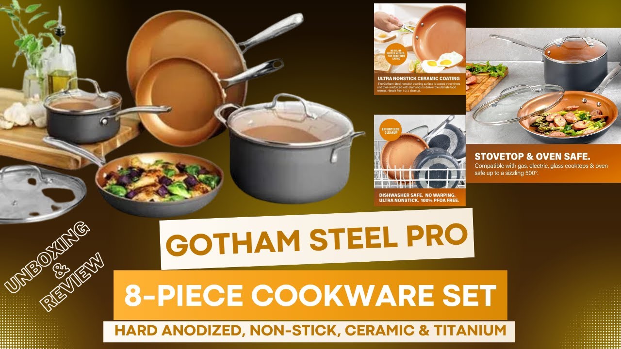 Unboxing of Gotham Steel Pro 8-Piece Cookware Set - Hard Anodized, Non ...
