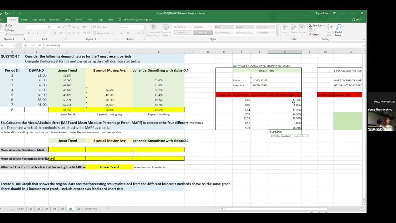 Q7. Excel Midterm Practice - YouTube