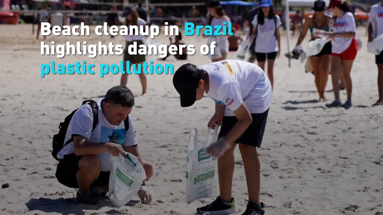 Beach cleanup in Brazil highlights dangers of plastic pollution - YouTube
