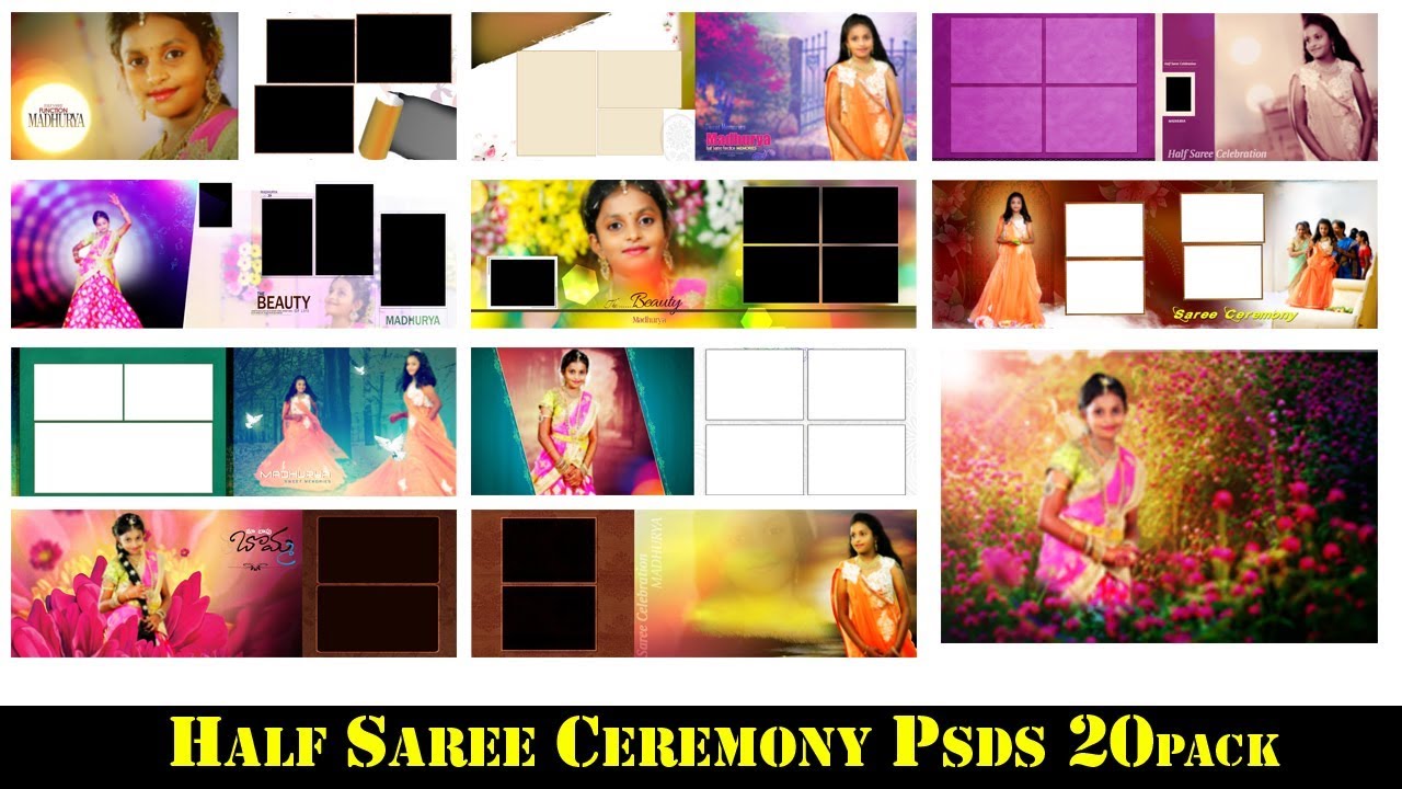 Half Saree Ceremony psd backgrounds 12x36 | Photoshop tutorials - YouTube