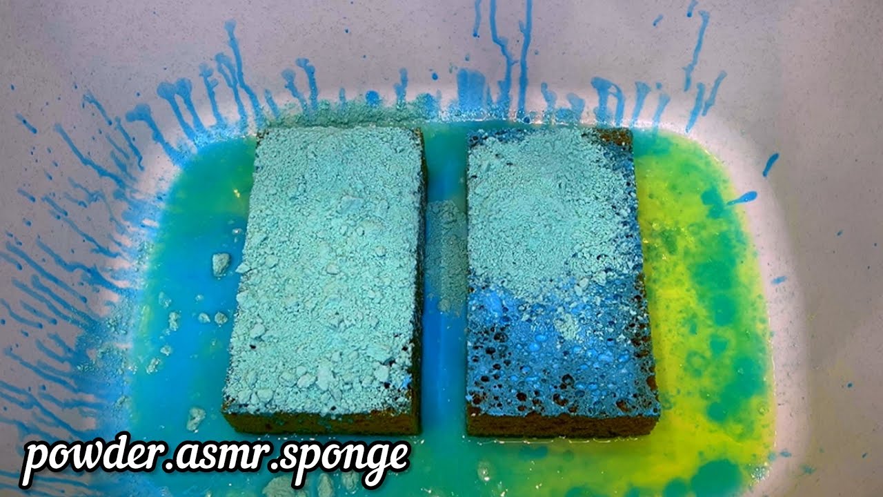 Thick bleach paste + dry paste 🩵💚 Squeezing sponges asmr - YouTube