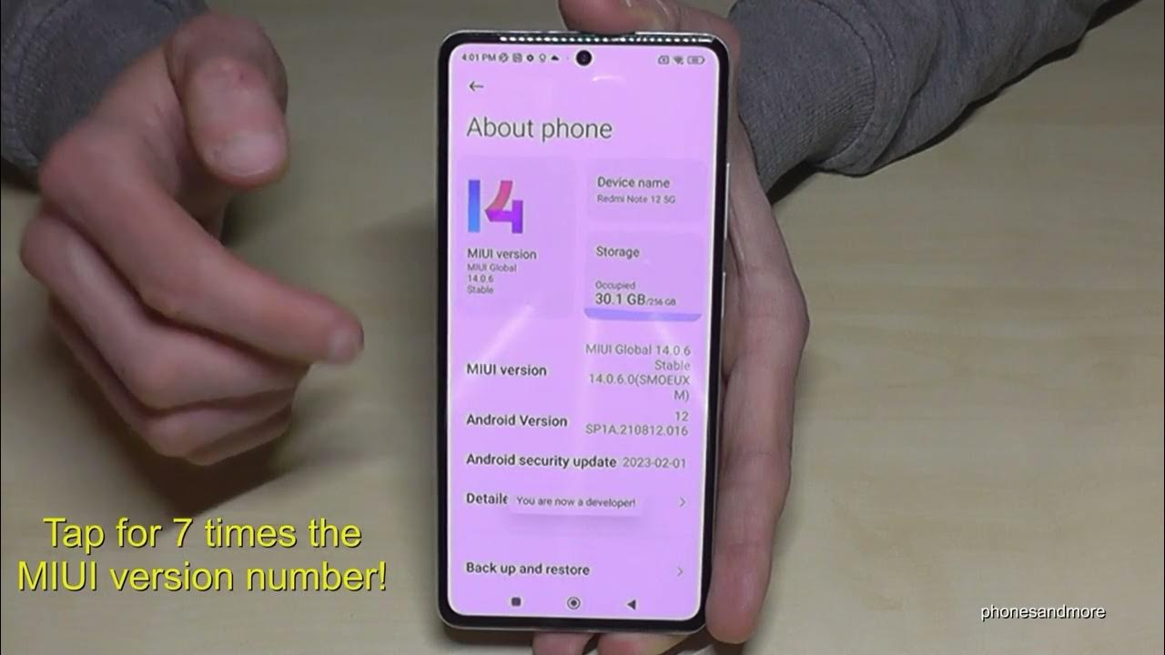 Redmi Note 12: How to enable the Developer Options? for USB Debugging etc. - YouTube