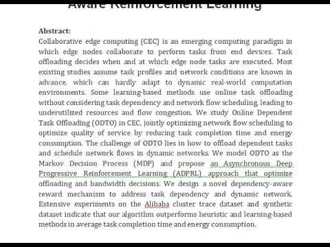 Dynamic Task Offloading in Edge Computing Based on Dependency Aware Reinforcement Learning - YouTube