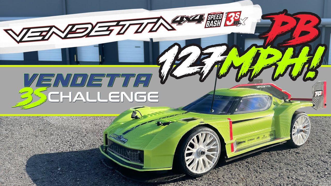 Vendetta 3S Challenge | 127MPH!! 3S PB #speedrun #arrma #racing - YouTube