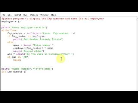 python program to display the Emp numbers and name for all employees ...