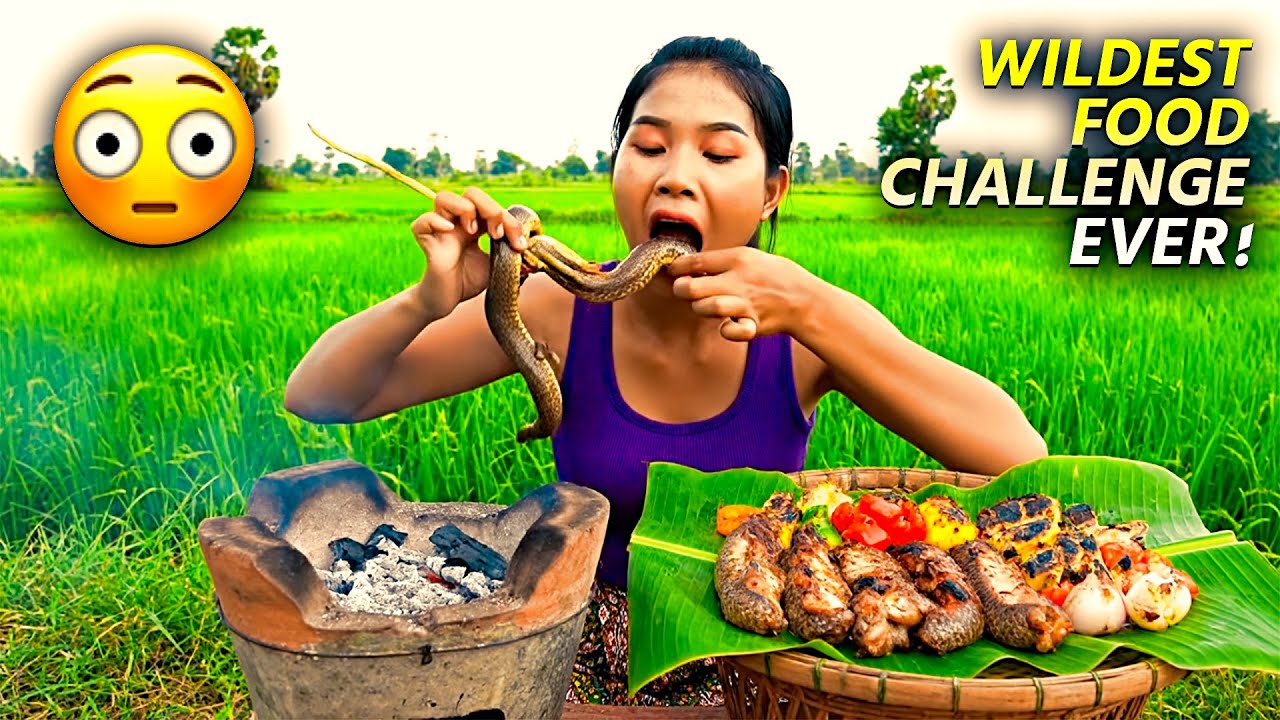 Ultimate Exotic Food Challenge 🐍🐸 Girl Eats Snake, Frog, Eggs & Seafood ...