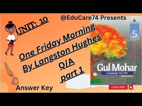Unit : 10 One Friday Morning By Langston Hughes Question - Answer part ...