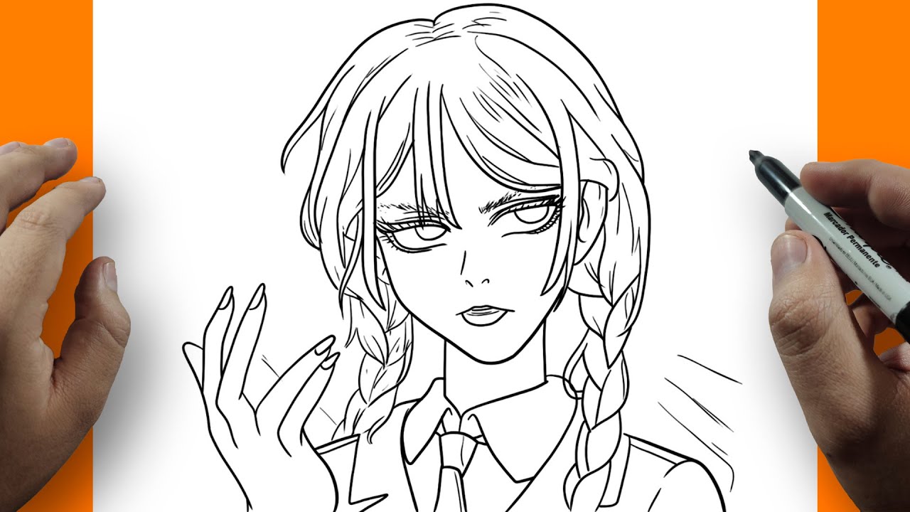 Cómo Dibujar a Merlina Addams Anime Paso a Paso Fácil para ...