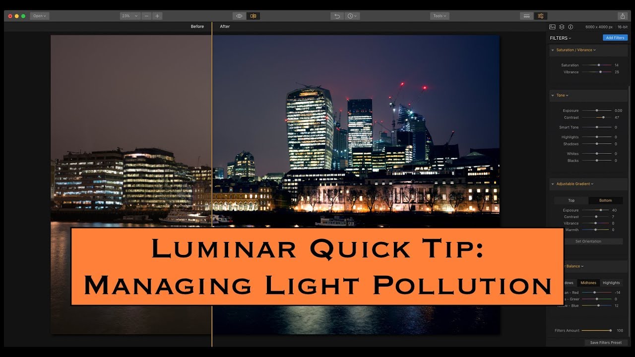 Luminar Quick Tip: Managing Light Pollution - YouTube