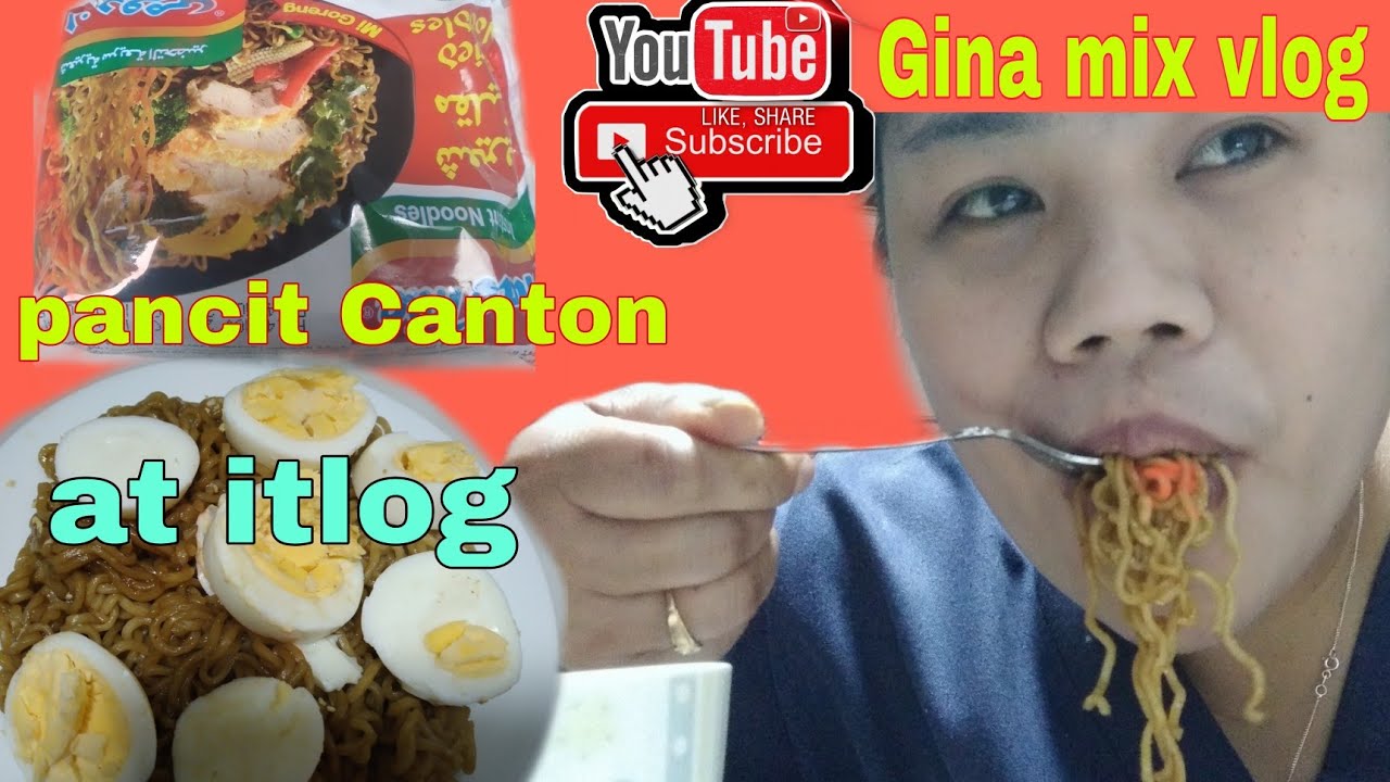 Pancit canton with boiled egg/ quick and easy for breakfast/gina mix ...