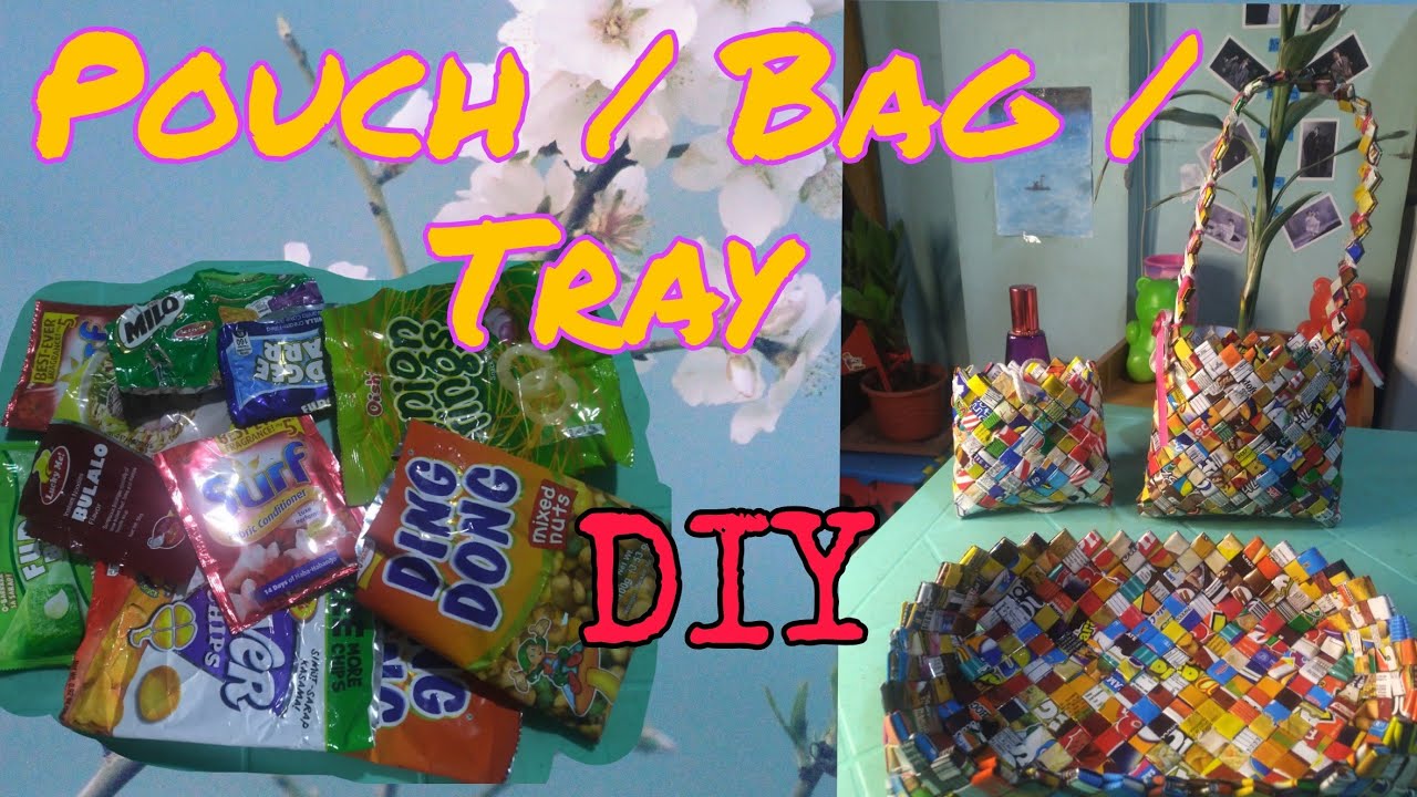 DIY RECYCLED Pouch, Bag, Tray from Plastic Wrappers - YouTube