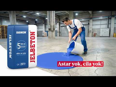 Jelbeton yenilendi. Astar yok, cila yok. Sadece dök ve yay.