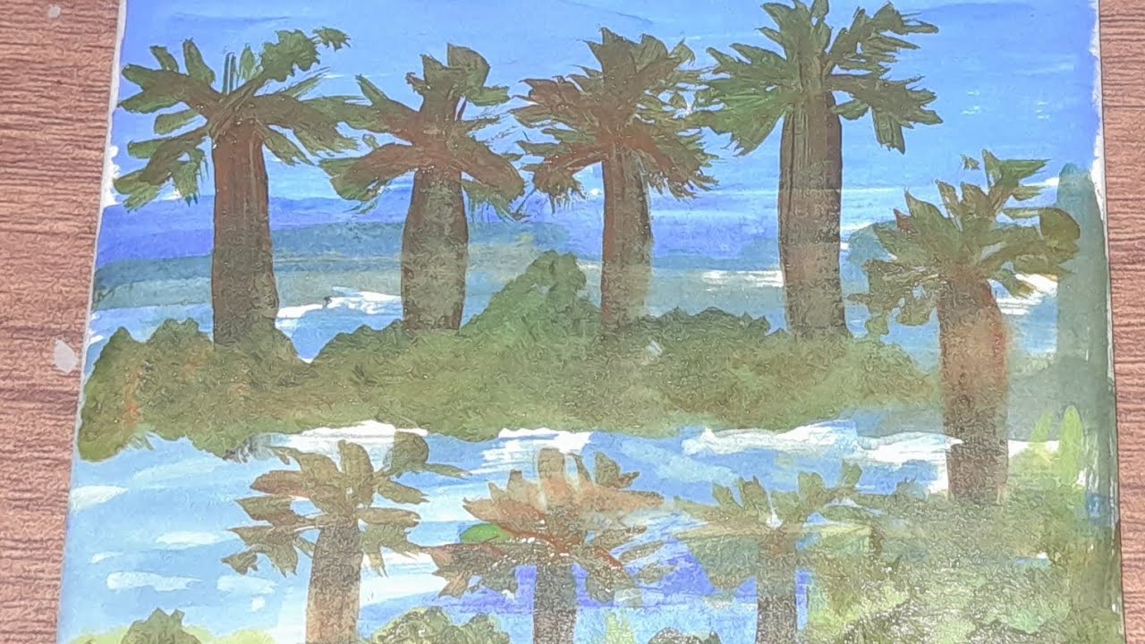 Coconut Trees Painting Tutorial | Taspiya's paintings - YouTube