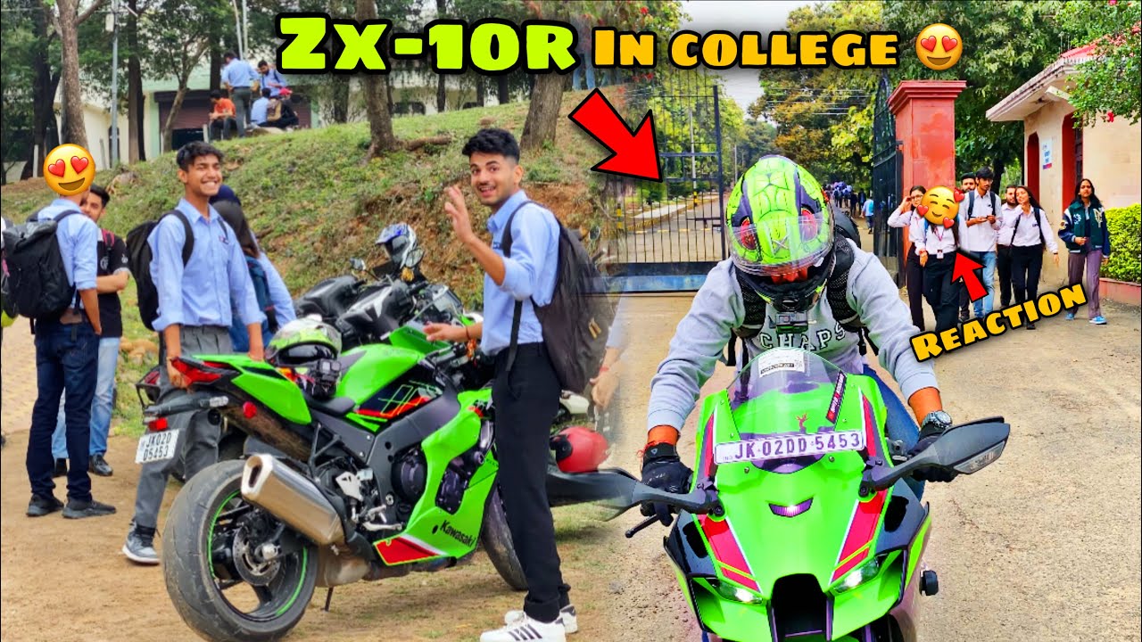 First day in COLLEGE with my SUPERBIKE 💕😍|| college reaction ||ZX-10R ...