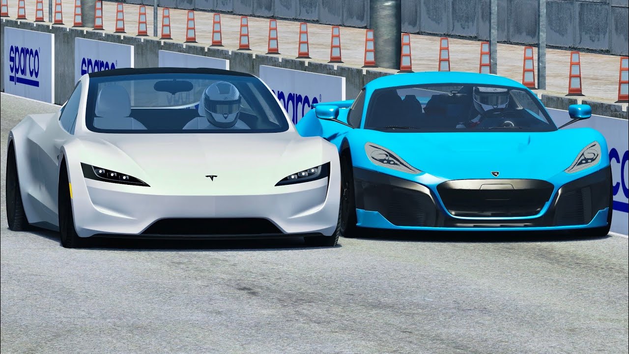 Rimac C Two 2020 vs Tesla Roaster - Drag Race 2 KM - YouTube