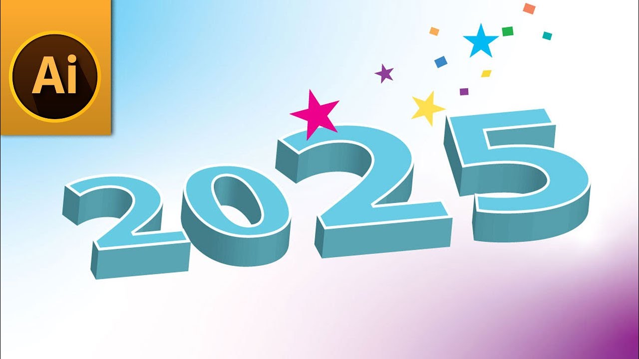 How to Create Letter 3d New Year 2025 Design in Adobe Illustrator ...